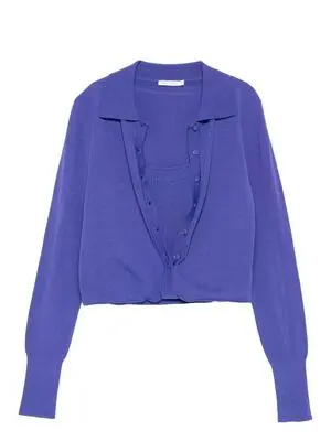 Patrizia Pepe Button-fastening Wool Cardigan - Purple