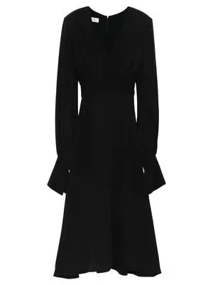 VESTIAIRE D'UN OISEAU LIBRE Venice V-neck Flared Midi Dress - Black