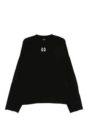 44 LABEL GROUP Logo-embroidered Frayed-edge Sweater - Black