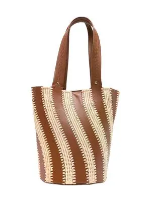 Simkhai Talia Raffia And Leather Bucket Bag - Brown