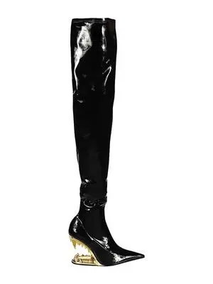 Gcds 110mm Morso Vinyl Over-the-knee Boots - Black