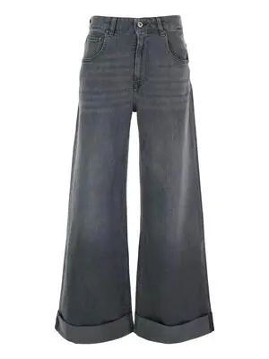 Ag Wide Leg Cuffed Jeans - Grey