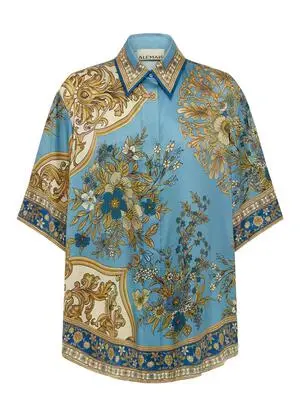 ALEMAIS Floral-pattern Silk Shirt - Blue