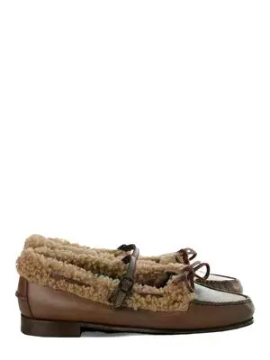 Hereu Shearling-trimmed Buckle Loafers - Brown