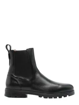 Santoni Elastic-panel Leather Boots - Black