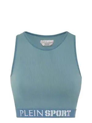 PLEIN SPORT Ribbed Sports Bra - Blue