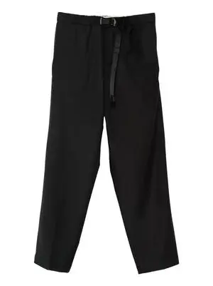 WHITE SAND Elastic-waistband Buckled Straight-leg Trousers - Black