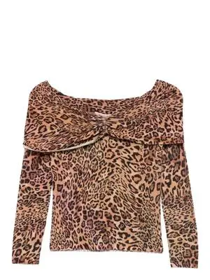 TWINSET Leopard-print Off-shoulder Sweater - Brown