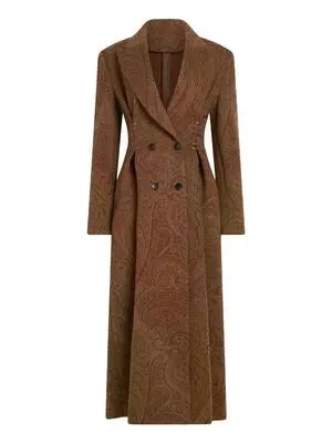 Etro Paisley Lace-up Wool Coat - Brown