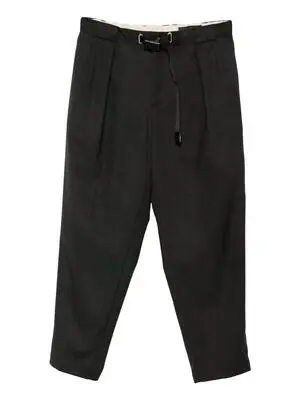 WHITE SAND Pleated Drawstring Trousers - Grey