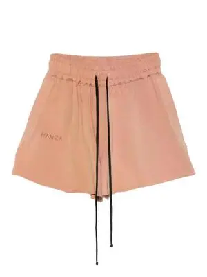 HAMZA Drawstring Elastic-waist Shorts - Brown