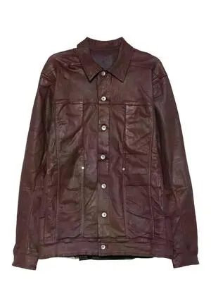 Rick Owens Button-fastening Waxed-effect Shirt Jacket - Red
