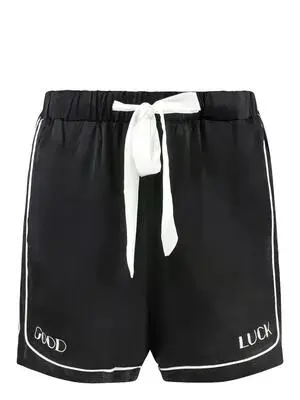 MR. SATURDAY Piped-trim Silk Shorts - Black