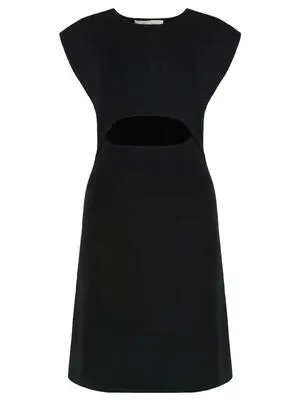 YVES SALOMON Cut-out Ribbed Knit Mini Dress - Black