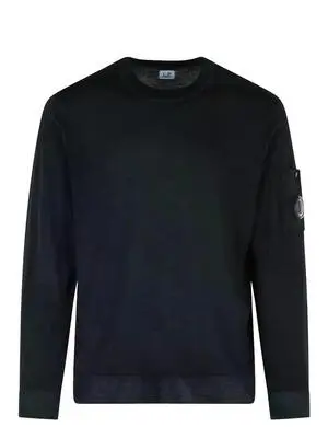 C.P. COMPANY Ribbed Crew-neck Pocket Sweater - Black