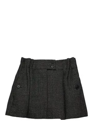 Prada Check-pattern Wool Mini Skirt - Black