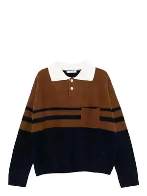 WALES BONNER Striped Polo-neck Sweater - Brown