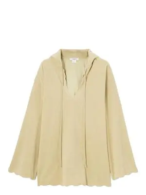 Marysia Cotton-blend Terry Tunic With Hood And Scalloped Edges - Neutrals