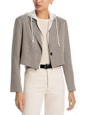 SIX FIFTY Cropped Blazer - Brown Houndstooth