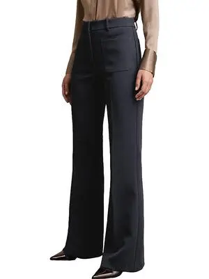 REISS Petite Priya Flare Leg Trousers - Navy