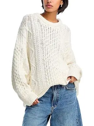 Denimist Oversized Aran Knit Sweater - Off-white