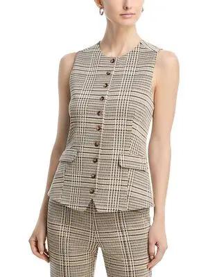 Rag & Bone Irina Ponte Plaid Long Vest - Tan Multi