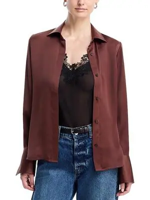 Rag & Bone Venus Combo Camisole Blouse - Umber