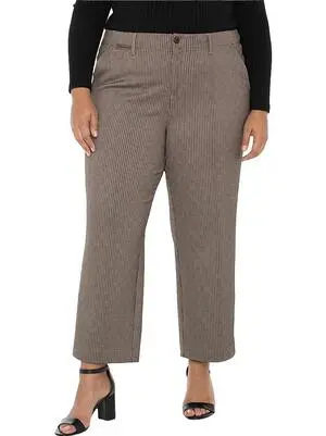 LIVERPOOL Cropped Wide Leg Pants - Camel Sand Stripe