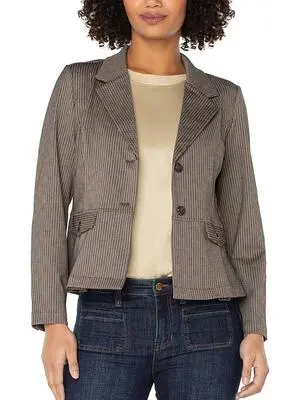 LIVERPOOL Striped Peplum Blazer - Camel Sand Stripe