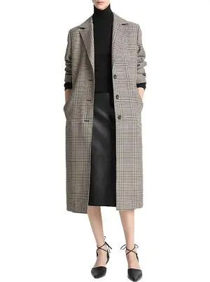Vince Pressed Plaid Car Coat - Multi Plaid