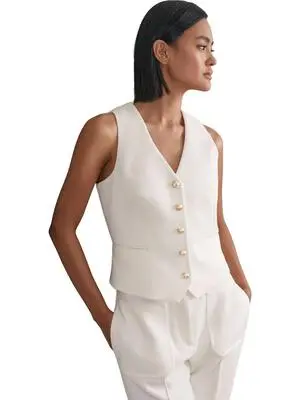 REISS Lily Single-Breasted Twill Waistcoat