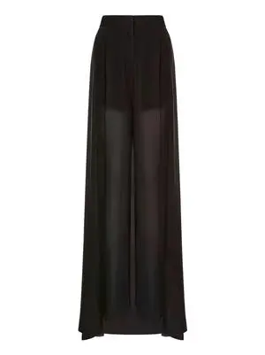 Alberta Ferretti Semi-sheer Wide Leg Trousers - Black