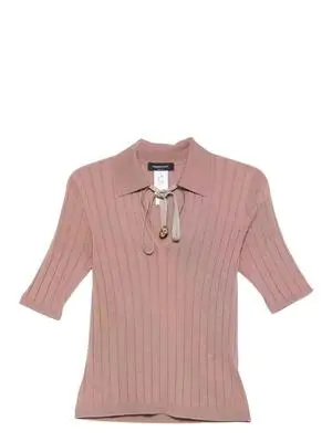 Fabiana Filippi Ribbed Tie-neck Top - Pink