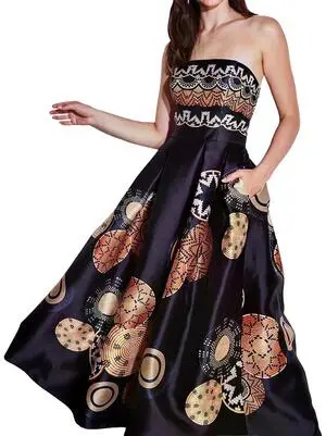 ALLURE Allure Strapless Printed Midi Dress