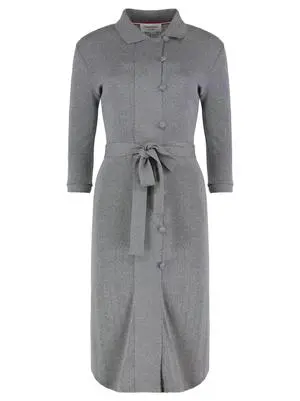 Thom Browne Knitted Shirt-collar Dress - Grey