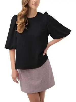Trina Turk Magnolia Puff Sleeve Blouse - Black