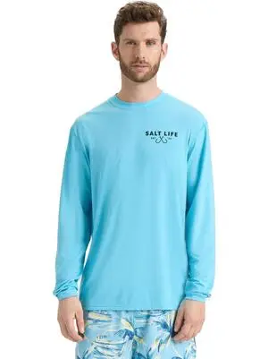 SALT LIFE Nothin' But Bite Performance Tee - Cyan Heather