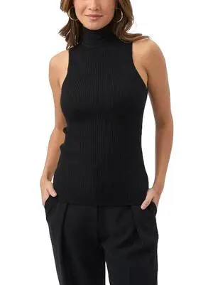 Trina Turk Westhampton Ribbed Turtleneck Top - Black