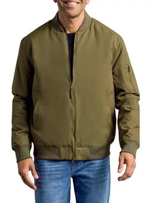 True Classic Water Resistant Cotton Blend Bomber Jacket - Army Green