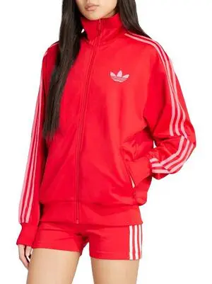 Adidas Firebird Recycled Polyester Track Jacket - Better Scarlet/lucid Pink