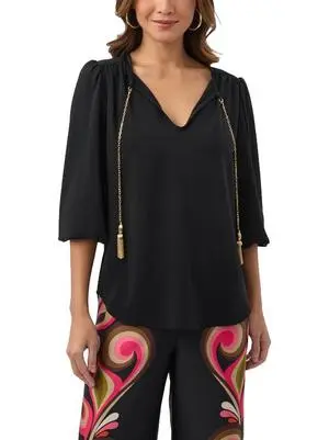 Trina Turk Morabi Chain Link Hardware Top Black