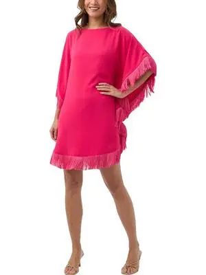 Trina Turk Mini Neena Fringe Trim Caftan Dress - Forrest Rose