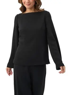 Trina Turk Sarese Long Sleeve Top - Black