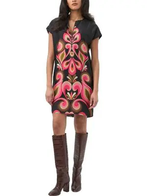 Trina Turk Wedge-shaped Zip-front Dress - Multi