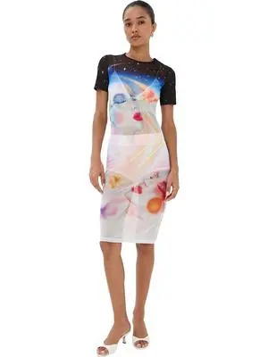 Casablanca Printed Mesh Dress - Galactic Connection