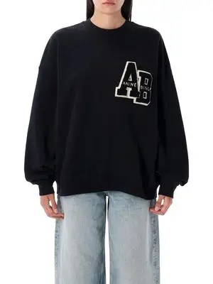 ANINE BING Crewneck Long Sleeve Top - Black
