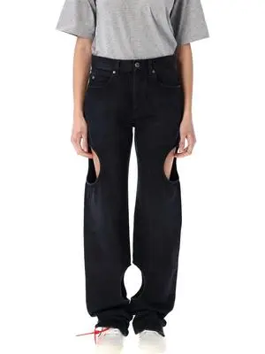 Off White Wide Leg Jeans - Black