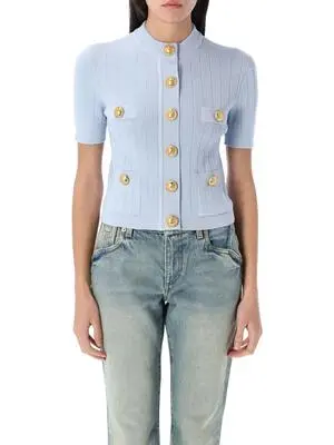 Balmain Knitted Cardigan - Pale Blue