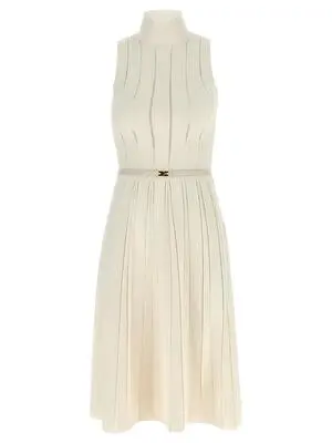 ELISABETTA FRANCHI Weft À Jour Knit Midi Dress