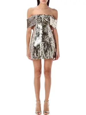 SELF-PORTRAIT Sequin Mini Dress - Golden